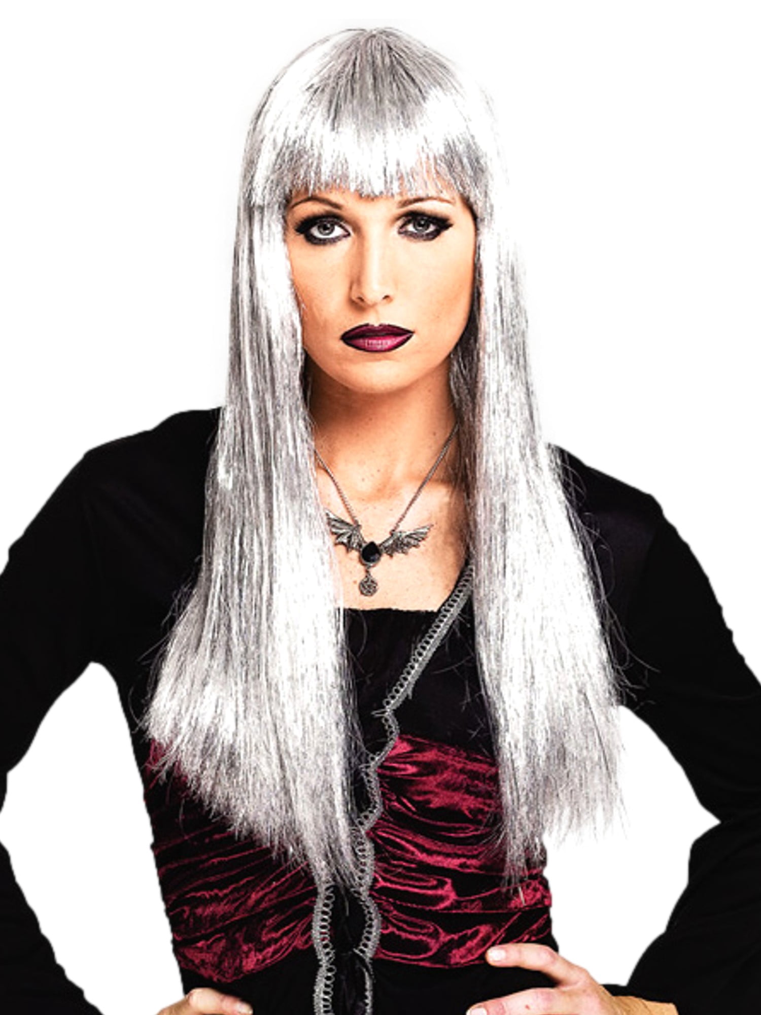 Paper Magic Womens Long Glitzy Glamour Silver Wig - Walmart.com