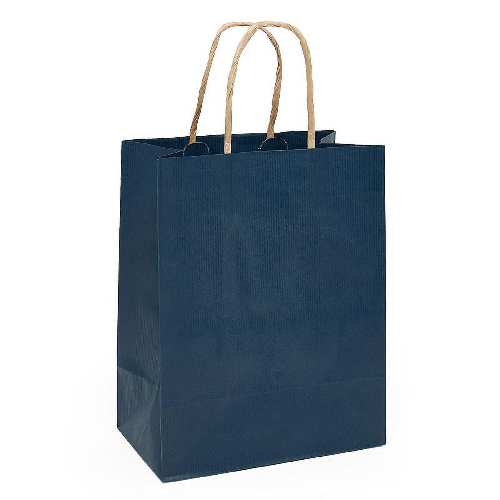 Paper Mart 250ea - 10 X 5 X 13 Navy Shadow Stripe Handle Bags Gusset ...