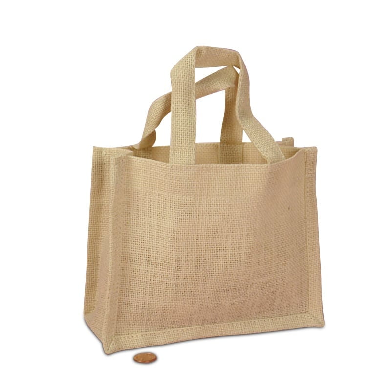 Paper Mart Bleached White Jute Totes | Quantity: 6 | Width: 7" Gusset ...