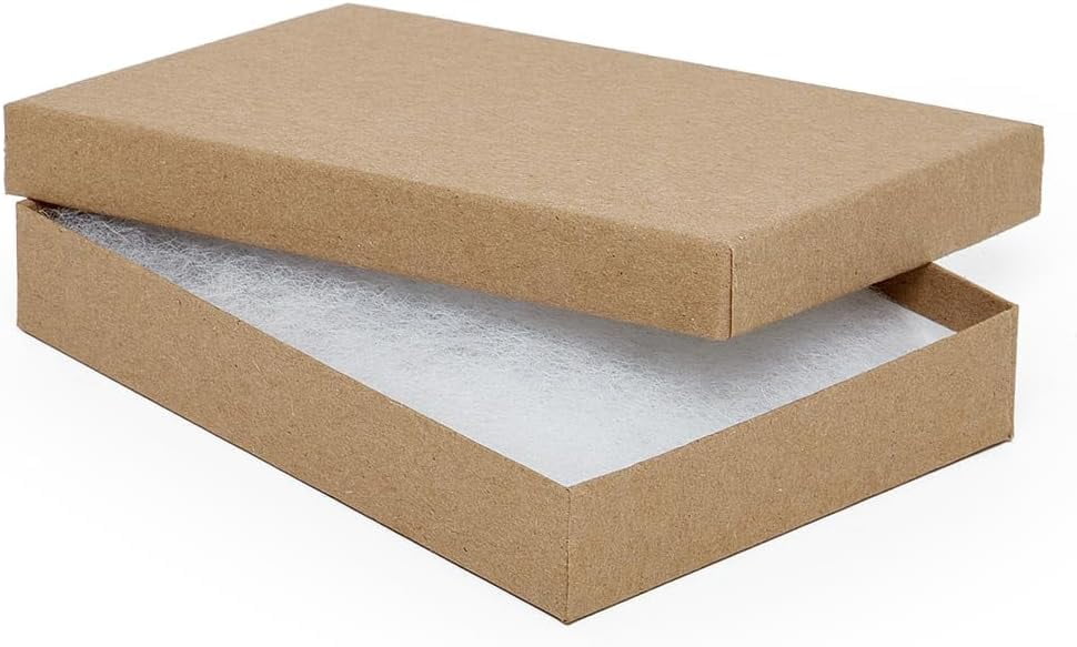 Paper Mart Natural Kraft Jewelry Gift Box, 5 ¼ x 3 ¾ x ⅞ Inch Necklace ...