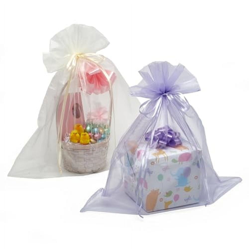 Paper Mart Organza Bags, Extra Large 20 x 21 Inches, Lavender Mesh Gift ...