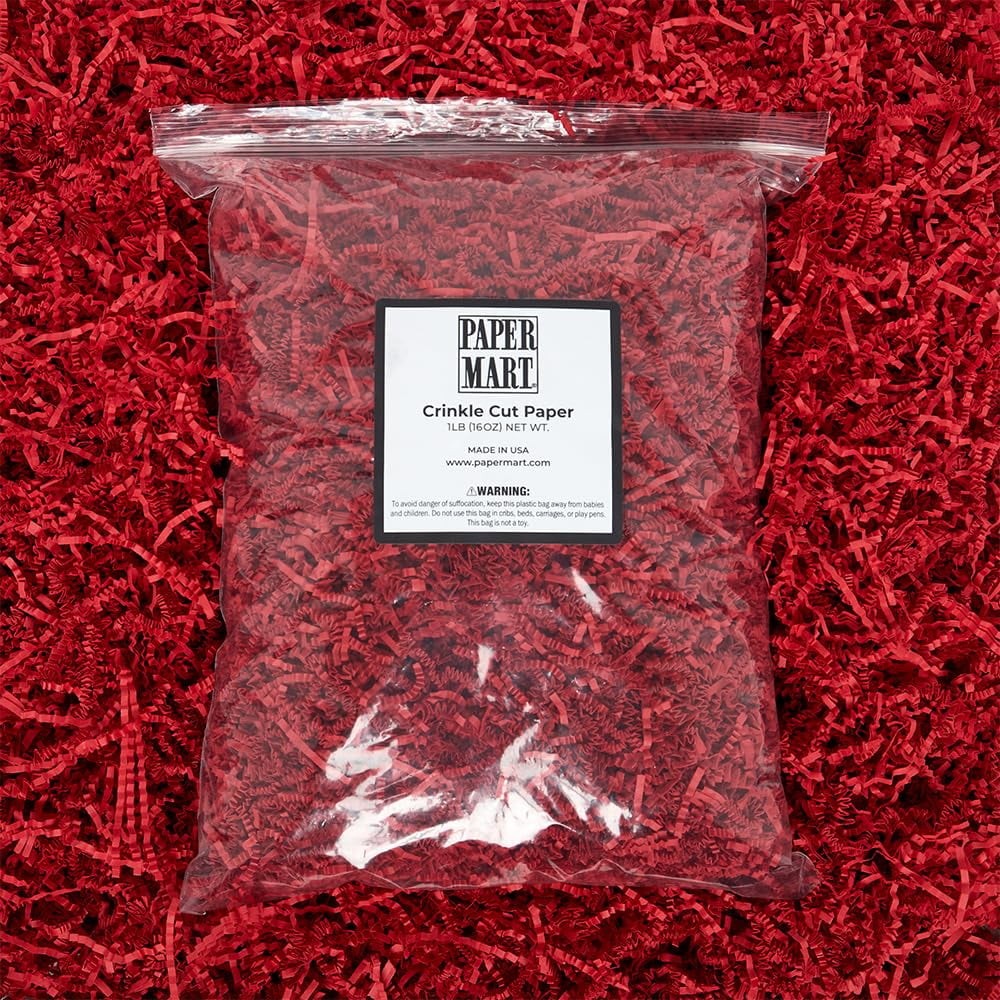 Paper Mart Red Crinkle Cut Paper for Gift Box (1 lb), Crinkle Cut Paper ...