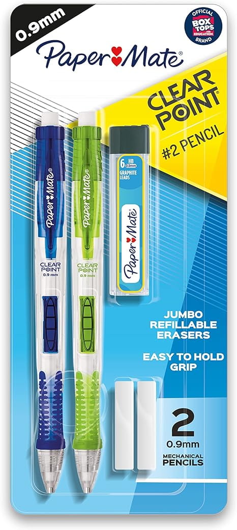 Paper Mate Clear Point Mechanical Pencil Starter Set, 0.9 Mm, Royal ...
