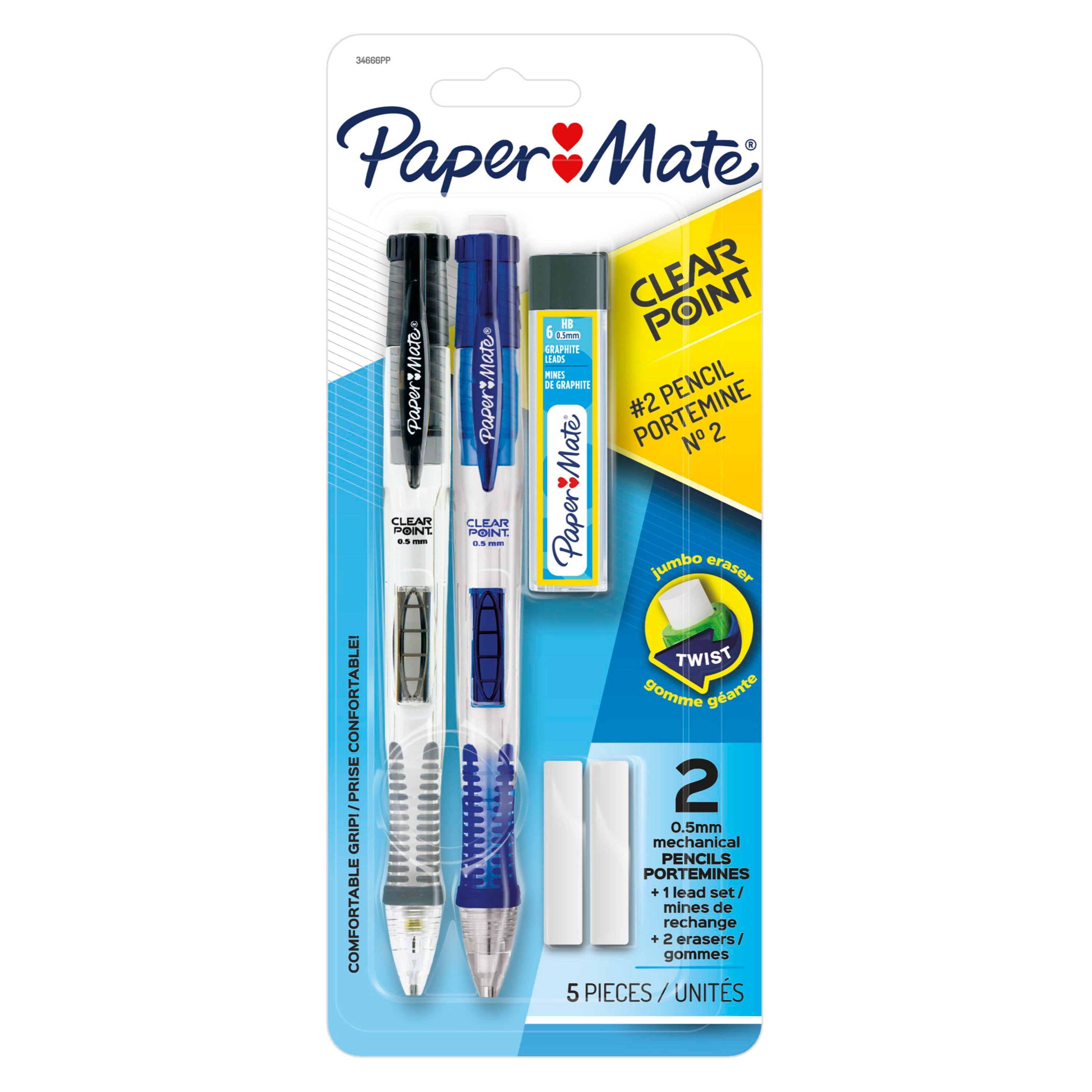Paper Mate Clearpoint Mechanical Pencils, HB #2 Lead (0.5mm), with Lead ...