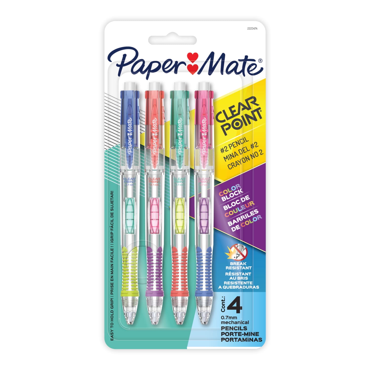 Paper Mate Clearpoint Mechanical Pencil, Color Block Edition, HB #2 ...