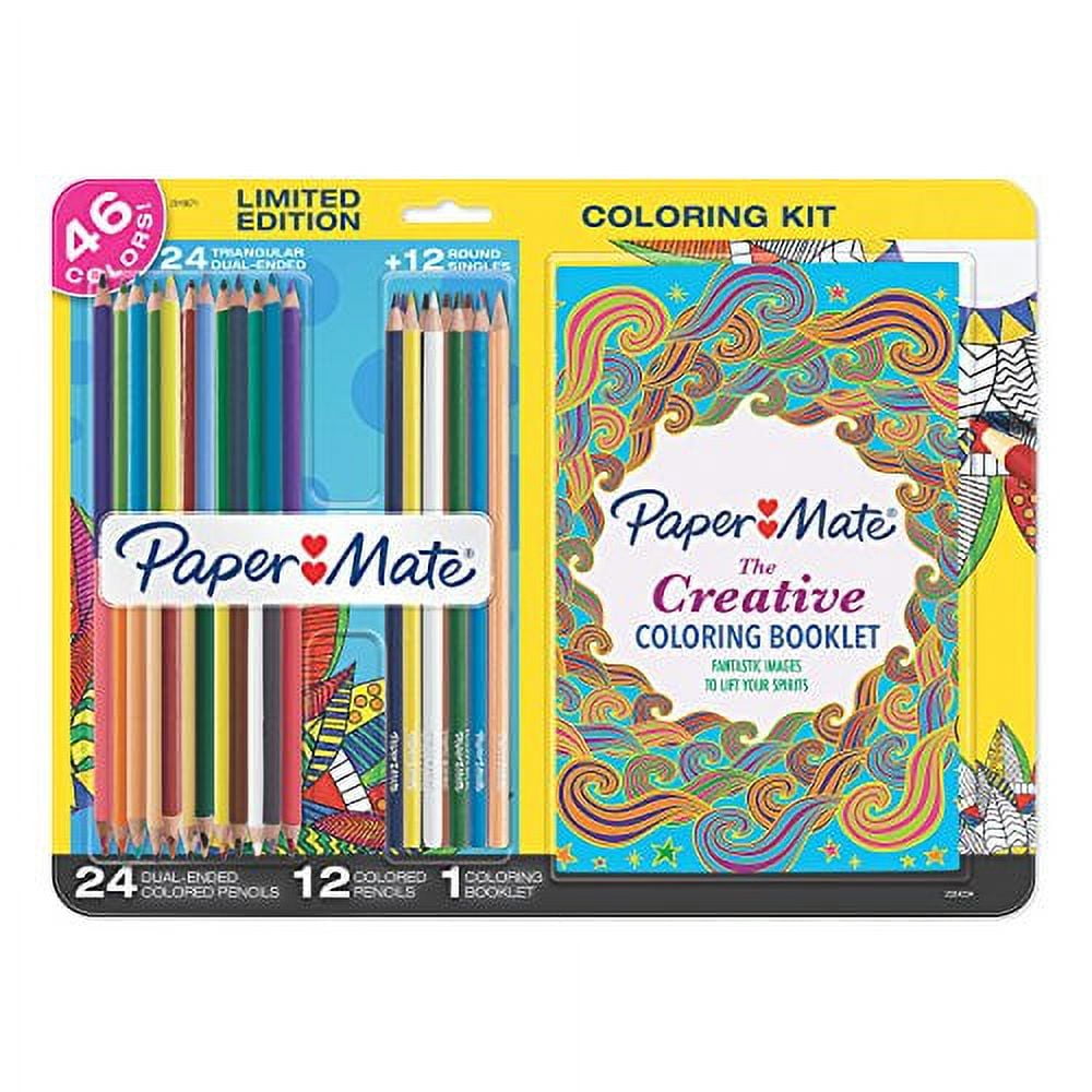 Paper Mate Colored Pencils Adult Coloring Kit, Booklet, 37 Count ...