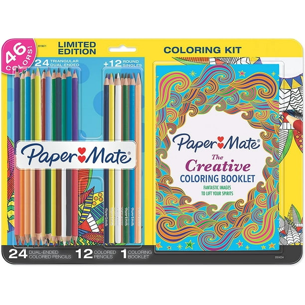 Paper Mate Colored Pencils Adult Coloring Kit, Single and Dual Ended ...