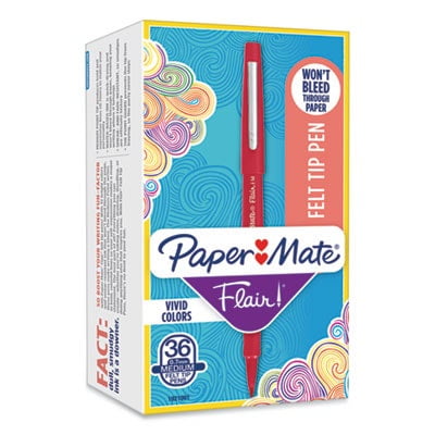 Paper Mate Flair Felt Tip Pens, Medium Point, Red, Box of 36 - Walmart.com