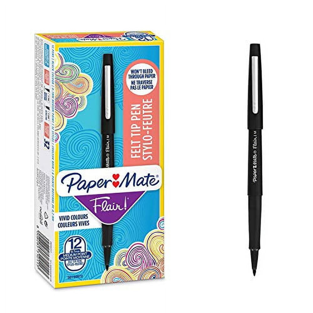 Paper Mate Flair Pen, 0.7 mm Medium Tip, Black, Box of 12 - Walmart.com