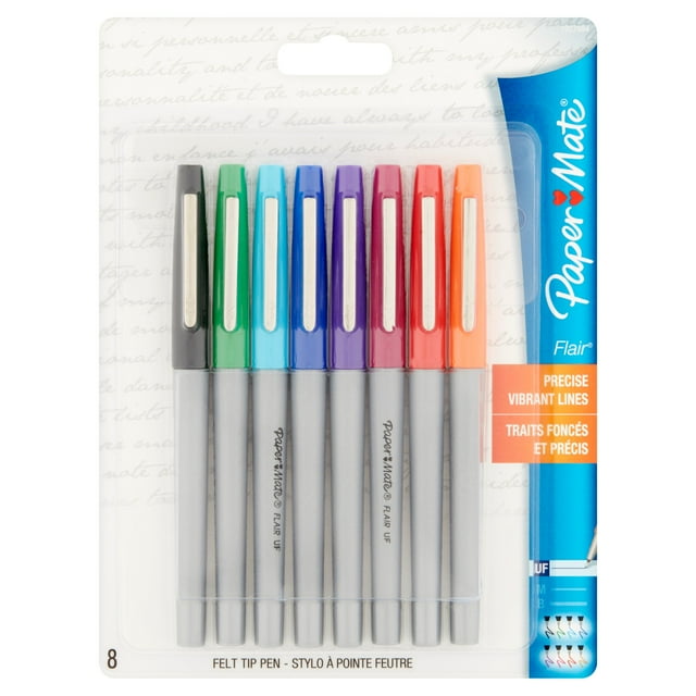 Paper Mate Flair Ultra-Fine Felt Tip Pens, Assorted Colors, 8 Count ...