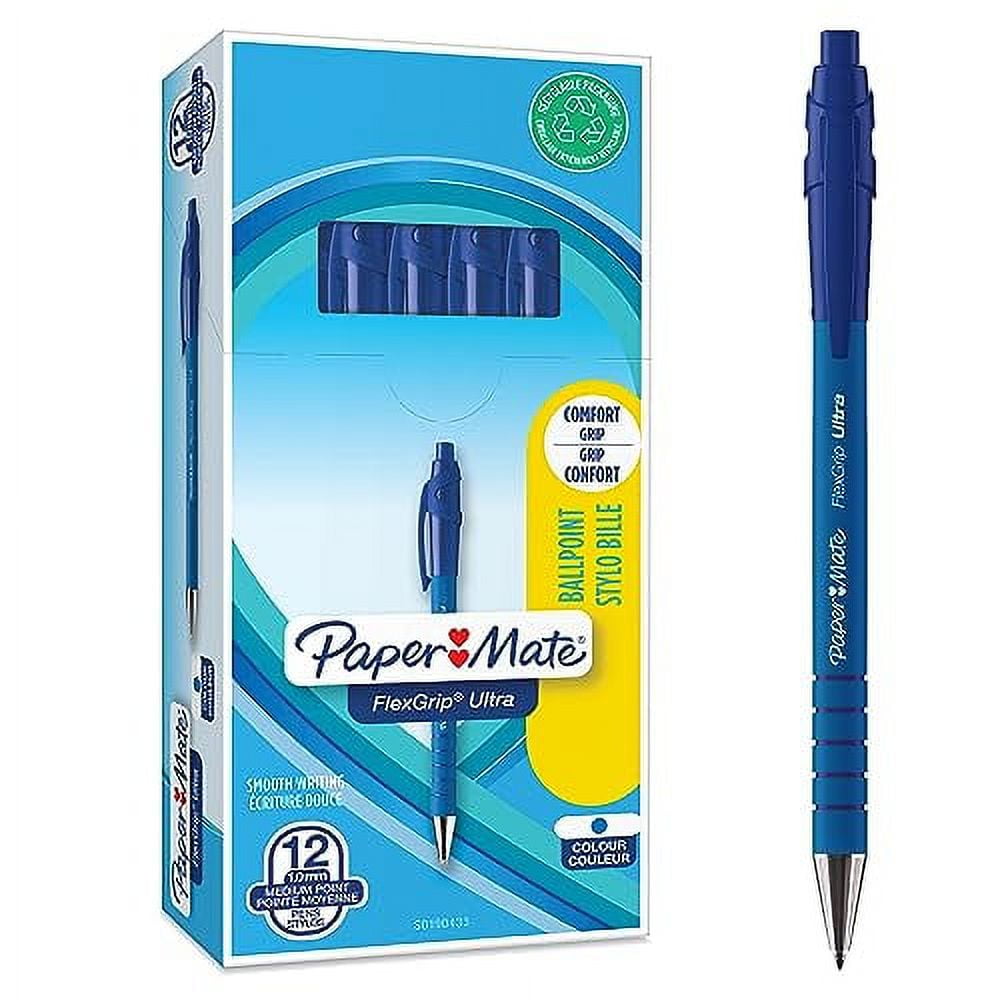 Paper Mate Flexgrip Ultra Retractable Ballpoint Pens | Medium Point (1.0mm) | Blue | 12 Count ...