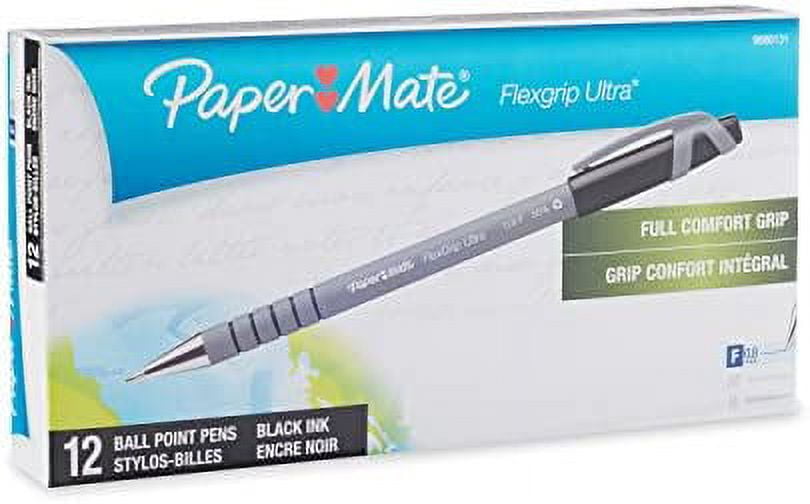 Paper Mate Flexgrip Ultra Stick Fine Point Ballpoint Pens, 12 Black Ink ...