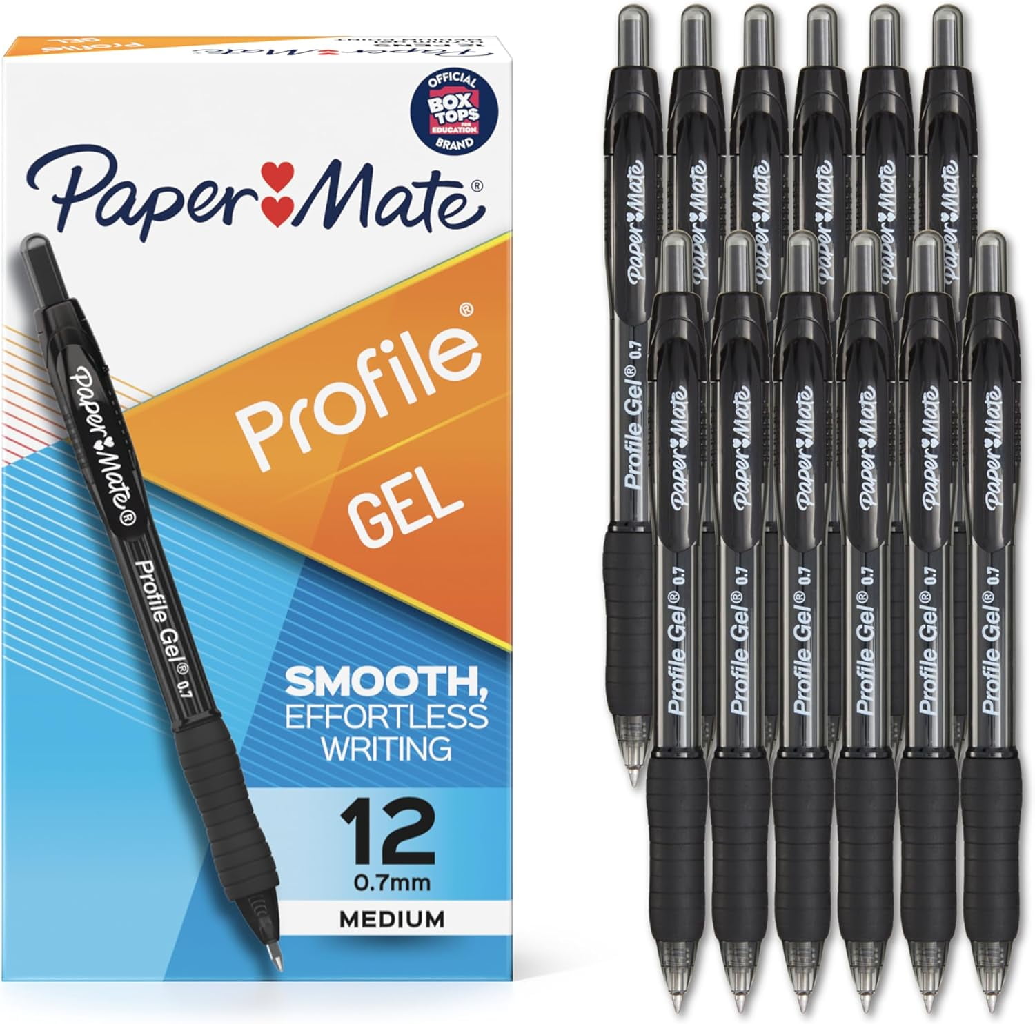 Paper Mate Gel Pen, Profile Retractable Pen, 0.7mm, Black, 12 Count ...