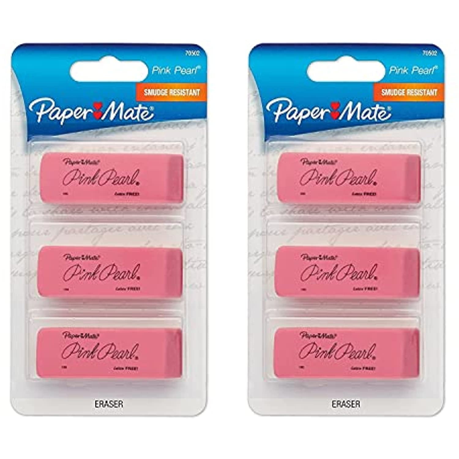 Paper Mate Pink Pearl Medium Erasers, 2-Pack of 3 Count - Walmart.com