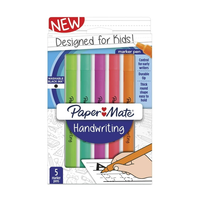Paper Mate Handwriting Round Pens, Washable Black Ink, Fun Barrel ...
