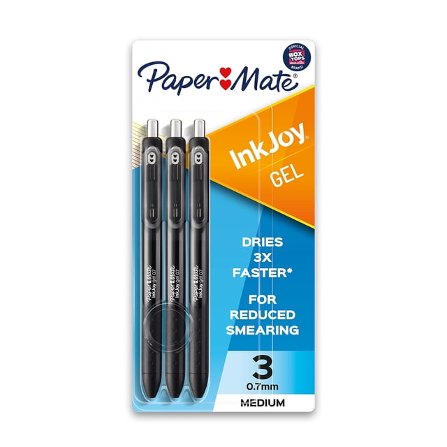 Paper Mate InkJoy Retractable jel Pens Medium Point Black 3/Pack ...
