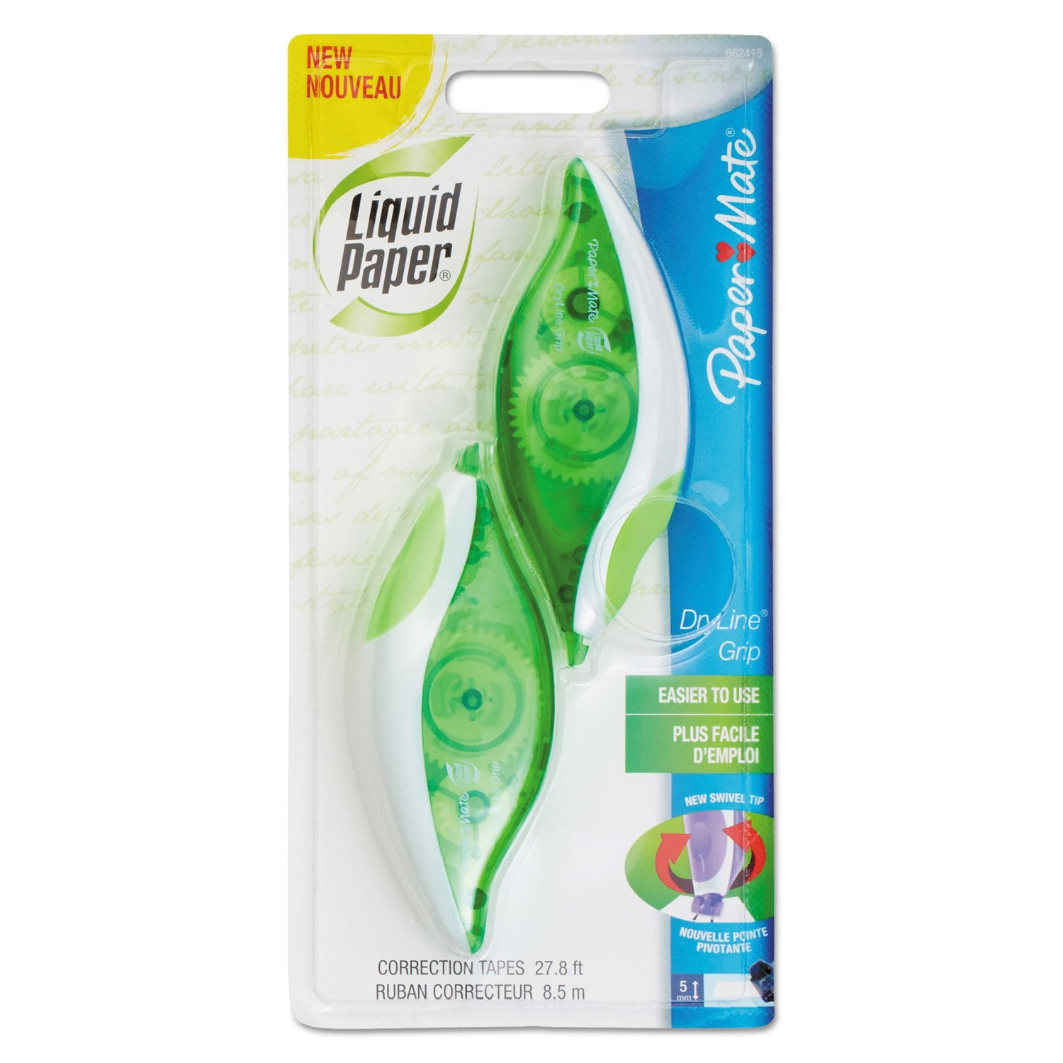 Paper Mate Liquid Paper DryLine Grip Correction White Tape, 2 Count ...