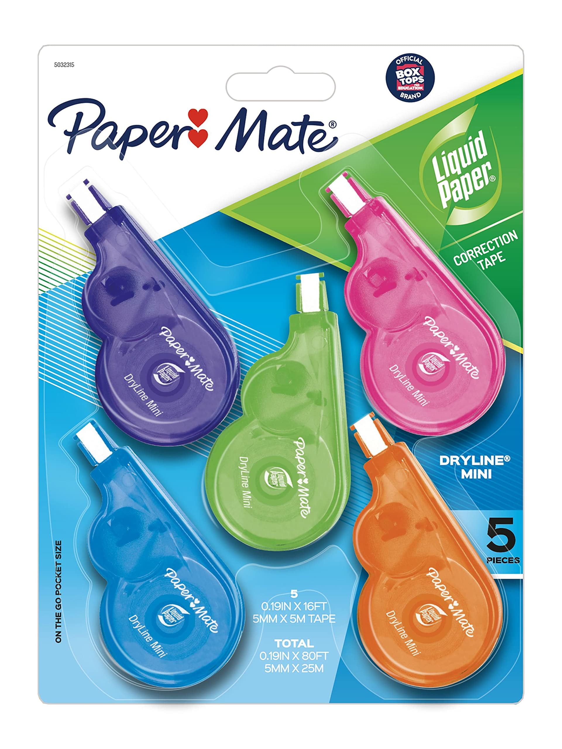 Paper Mate Liquid Paper DryLine Mini Correction Tape Assorted Colors 5 ...