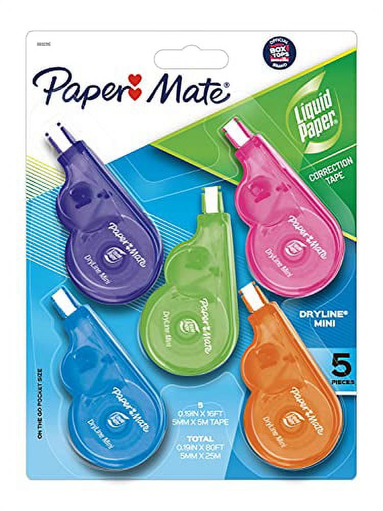 Paper Mate Liquid Paper DryLine Mini Correction Tape, Assorted Colors ...