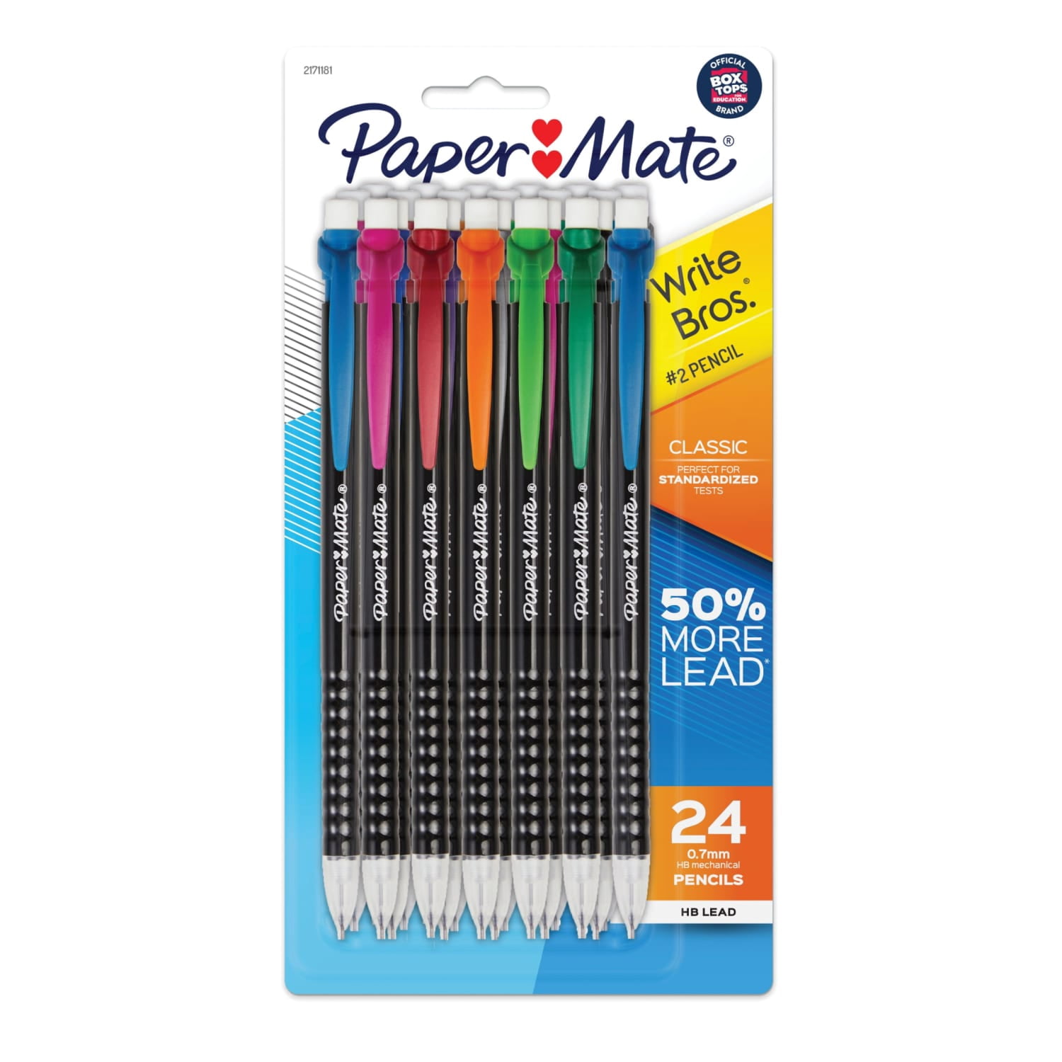 Paper Mate, Mechanical Pencils, 0.7mm Write Bros. #2, Assorted Colors ...