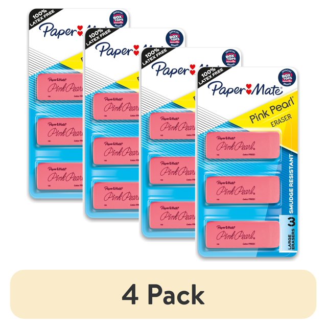 (4 pack) Paper Mate Pink Pearl Erasers, Large, 3 Count - Walmart.com