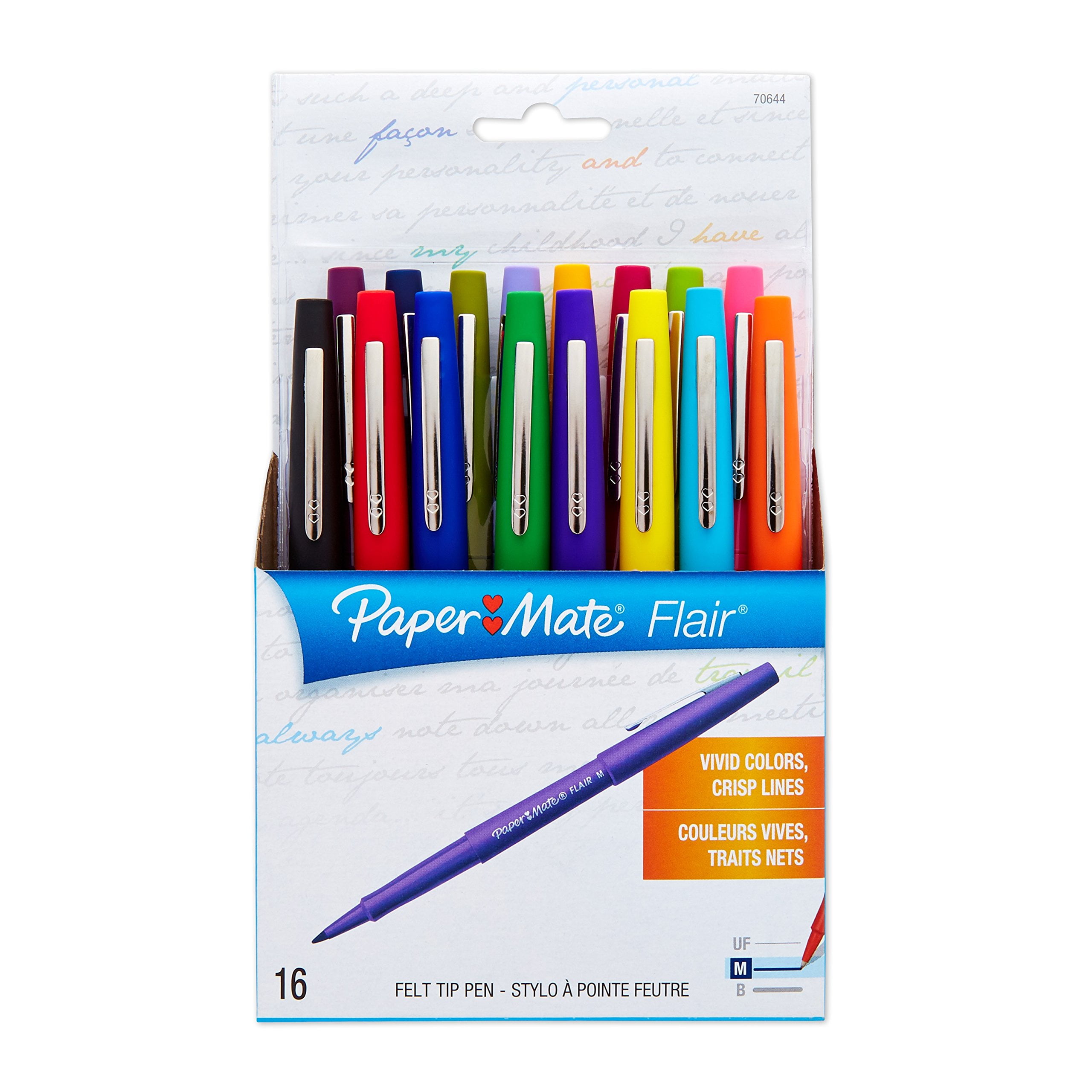 Paper Mate Point Guard Flair Porous Point Stick Pen Medium 16-Count ...