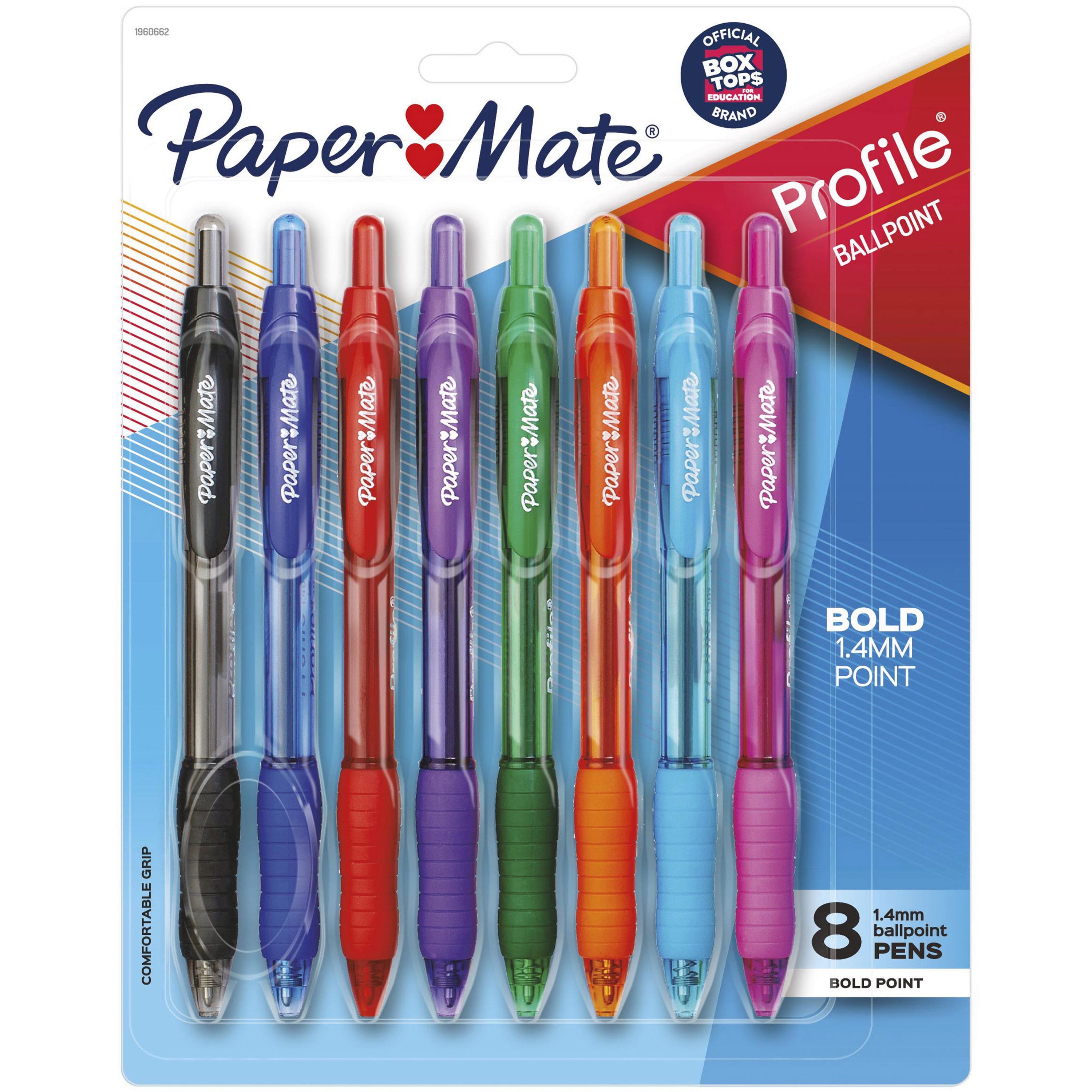 Paper Mate Profile Ballpoint Pen Retractable, Bold 1.4 mm, Assorted Ink ...