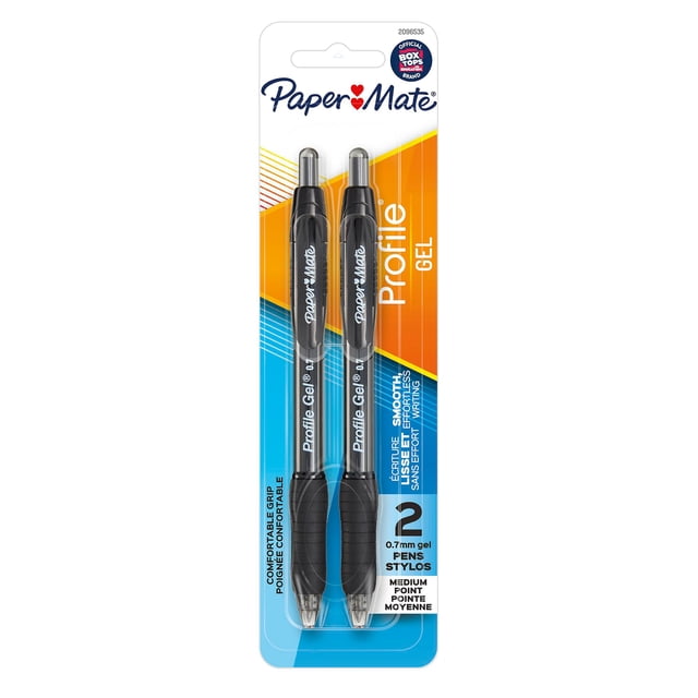 Paper Mate Profile Gel Pen, Retractable, 0.7mm, Black, 2 Count ...