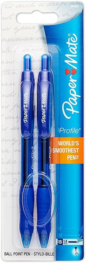 Paper Mate Profile Retractable Ballpoint Pens, Bold (1.4 Mm) Blue, 2 Ea ...