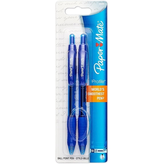 Paper Mate Profile Retractable Ballpoint Pens, Bold (1.4 Mm) Blue, 2 Ea ...