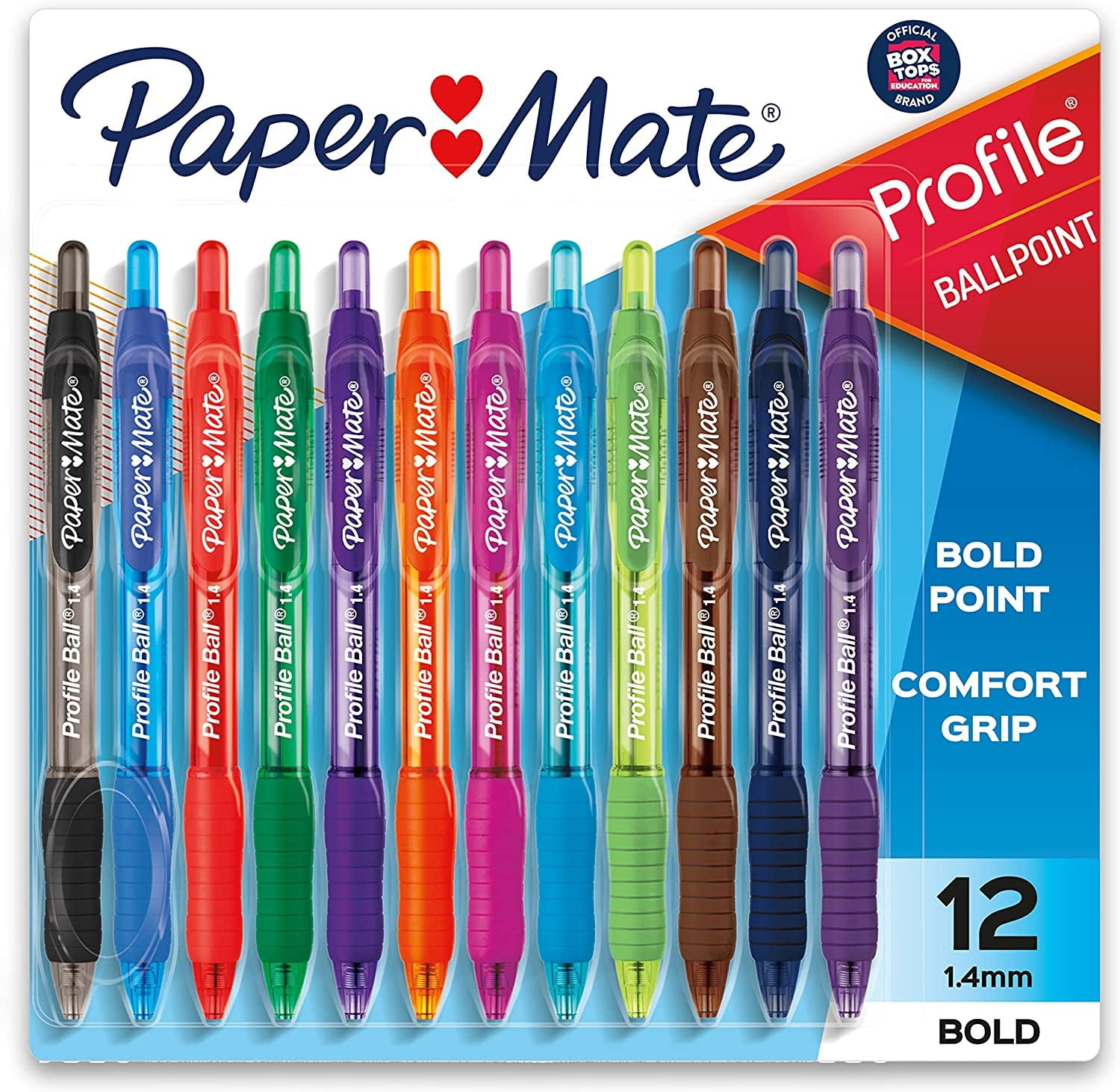 Paper Mate Profile Retractable Ballpoint Pens, Bold 1.4mm Point ...