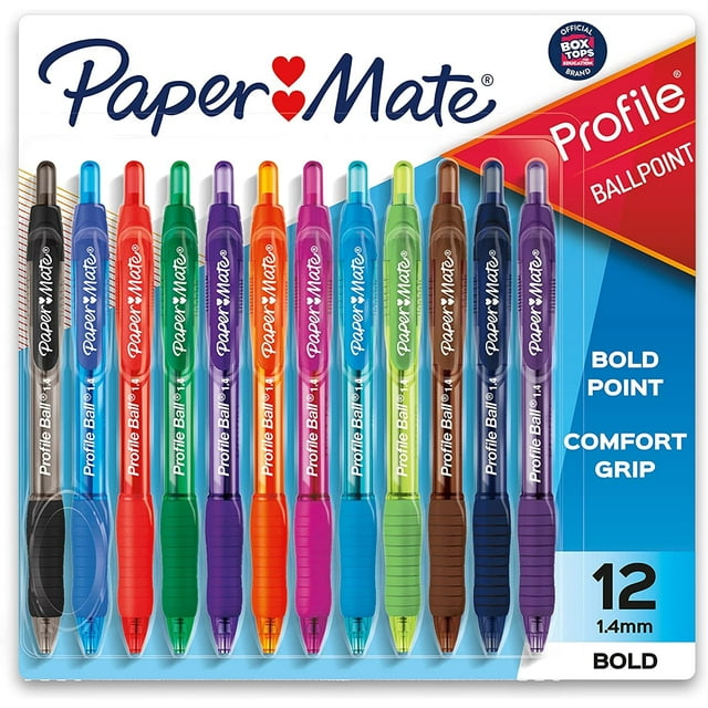 Paper Mate Profile Retractable Ballpoint Pens, Bold 1.4mm Point ...
