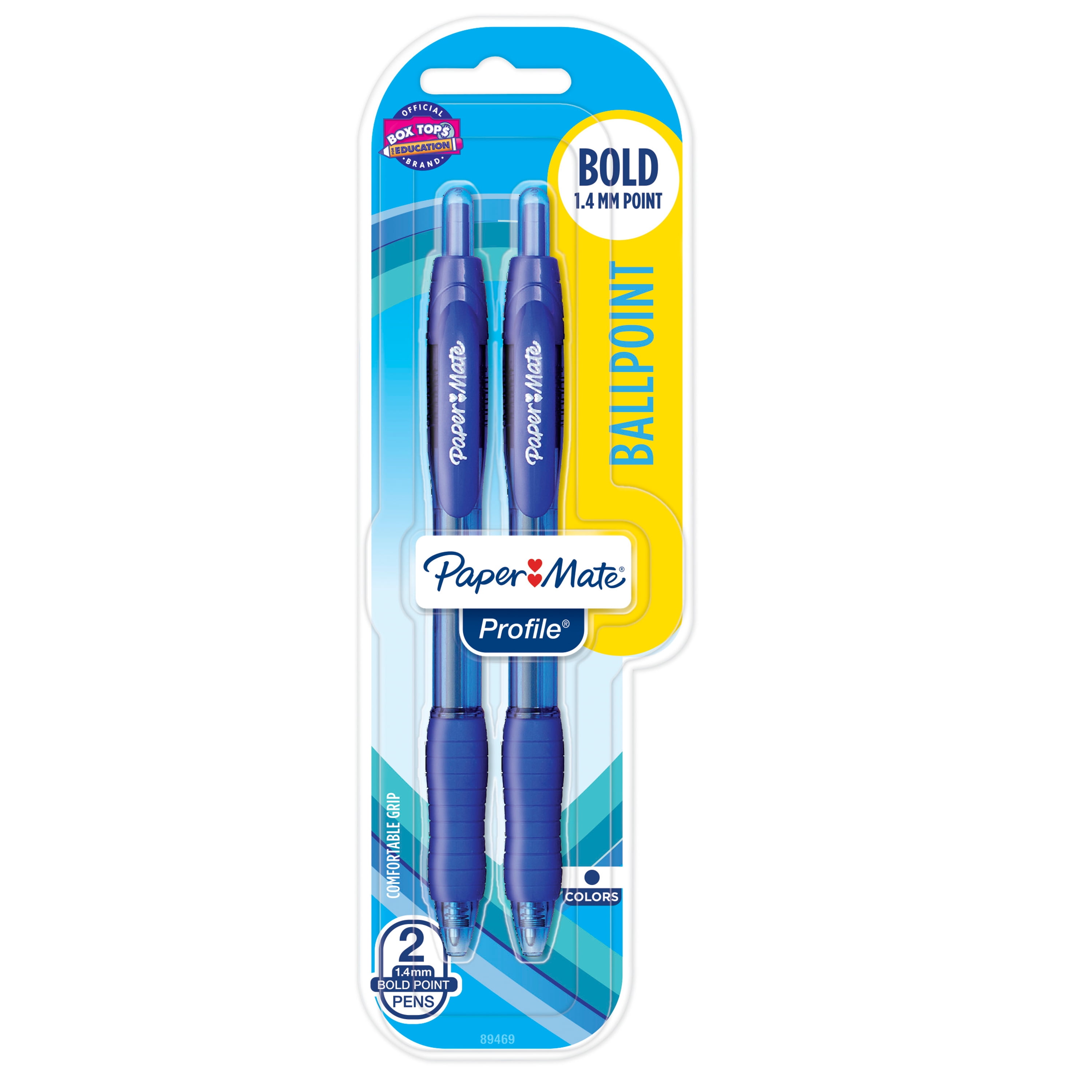 Paper Mate Profile Retractable Ballpoint Pens Bold (1.4mm) Blue 2 Count ...