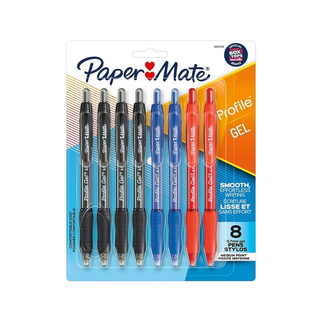 Paper Mate Profile Retractable Gel Pen Medium Point Assorted Ink 8/Set ...