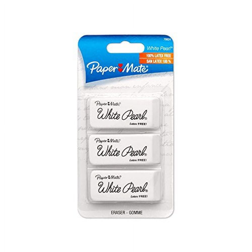 Paper Mate Large White Pearl Erasers, Latex-Free, Smudge-Resistant, 3 ...