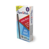 Paper Mate Write Bros Grip Ballpoint Pen, Black Ink, Medium, Dozen ...