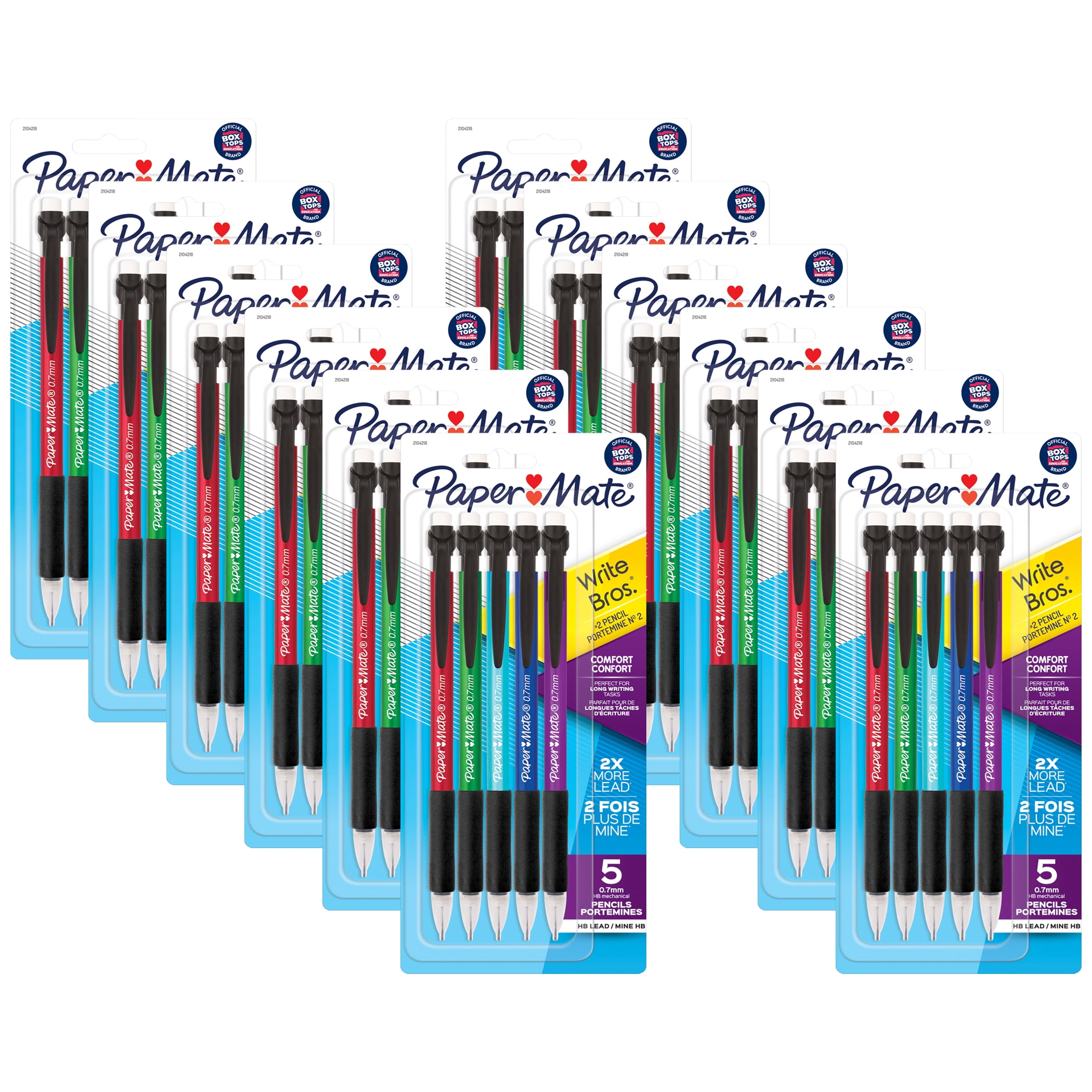 Paper Mate Write Bros Comfort Mechanical Pencil, 0.7mm, Assorted, 5 Per ...