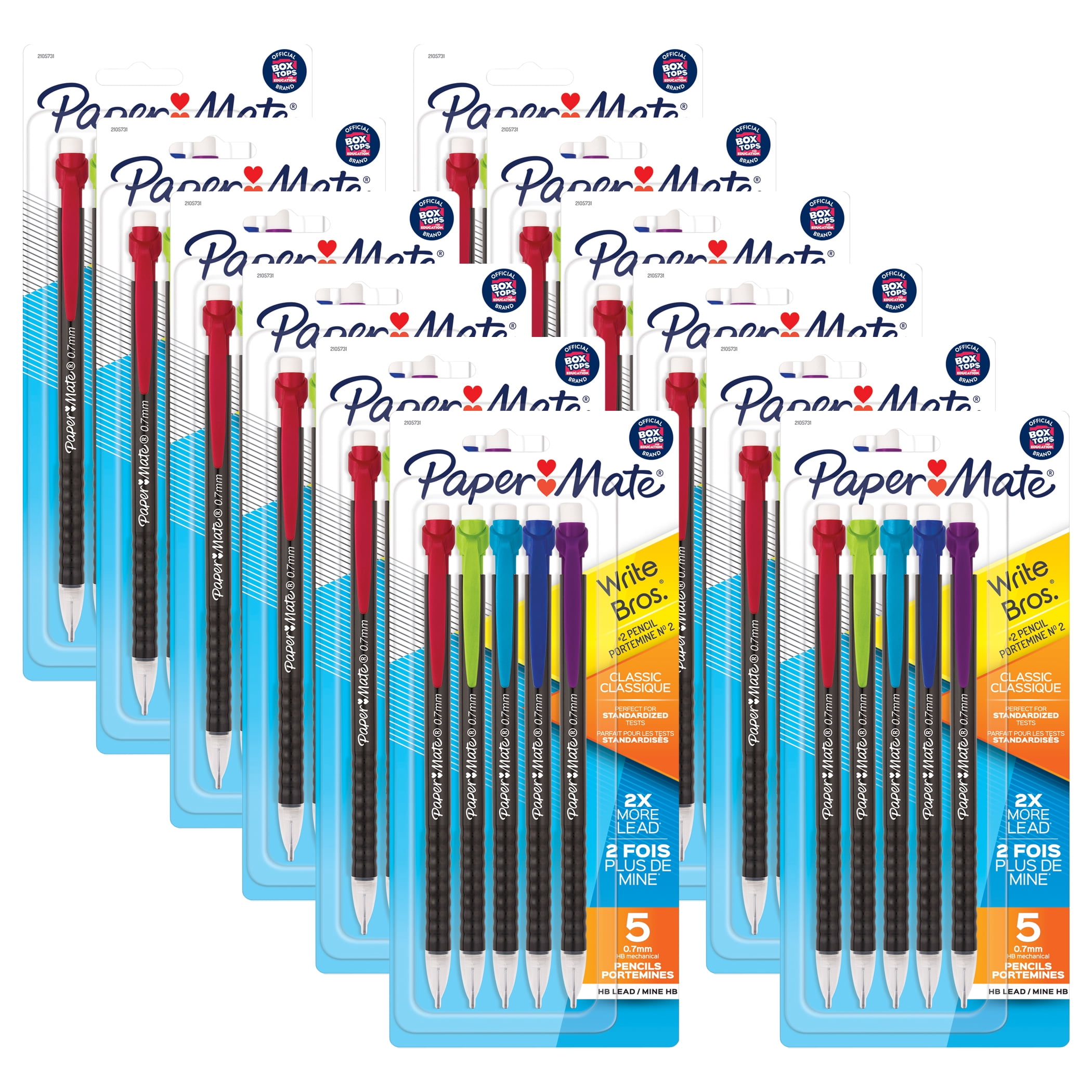 Paper Mate Write Bros Mechanical Pencil, 0.7mm, Assorted, 5 Per Pack ...