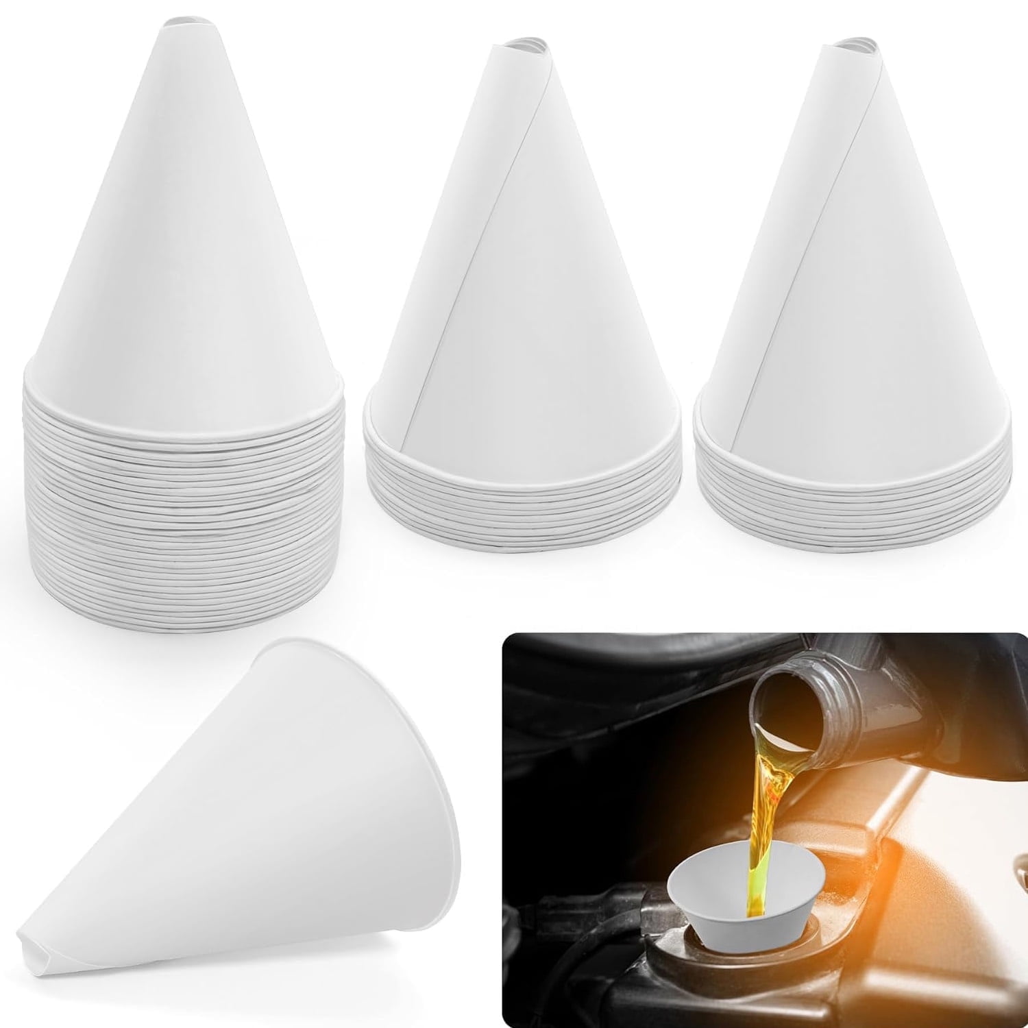 Paper Oil Funnel,30 Pcs Disposable Engine Oil Paper Funnels, Motor Oil ...