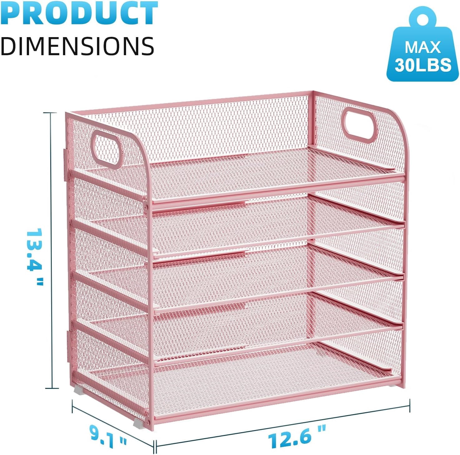 Paper Organizer Letter Tray, 5 Tier Mesh File Organizer with Handle ...
