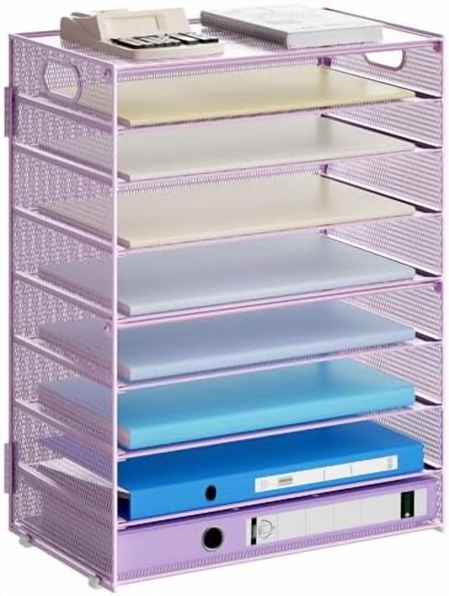 Paper Organizer Letter Tray, 9 Tier Mesh File Organizer with Handle ...