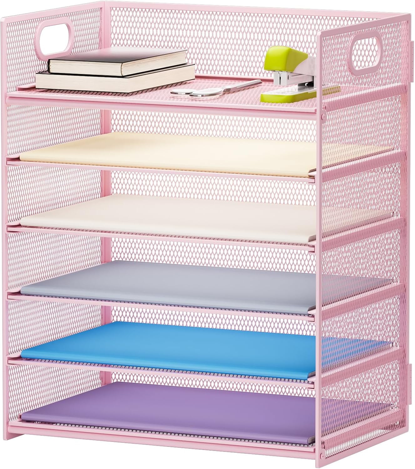 Paper Organizer Letter Tray - Mesh Desk File Organizer with Handle ...