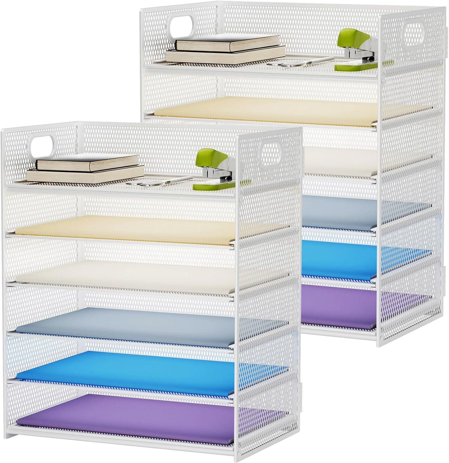 Paper Organizer Letter Tray - Mesh Desk File Organizer with Handle ...