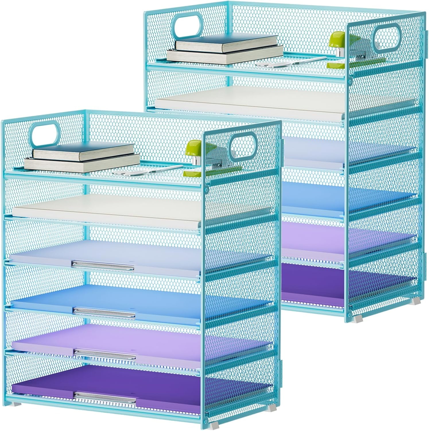 Paper Organizer Letter Tray - Mesh Desk File Organizer with Handle ...
