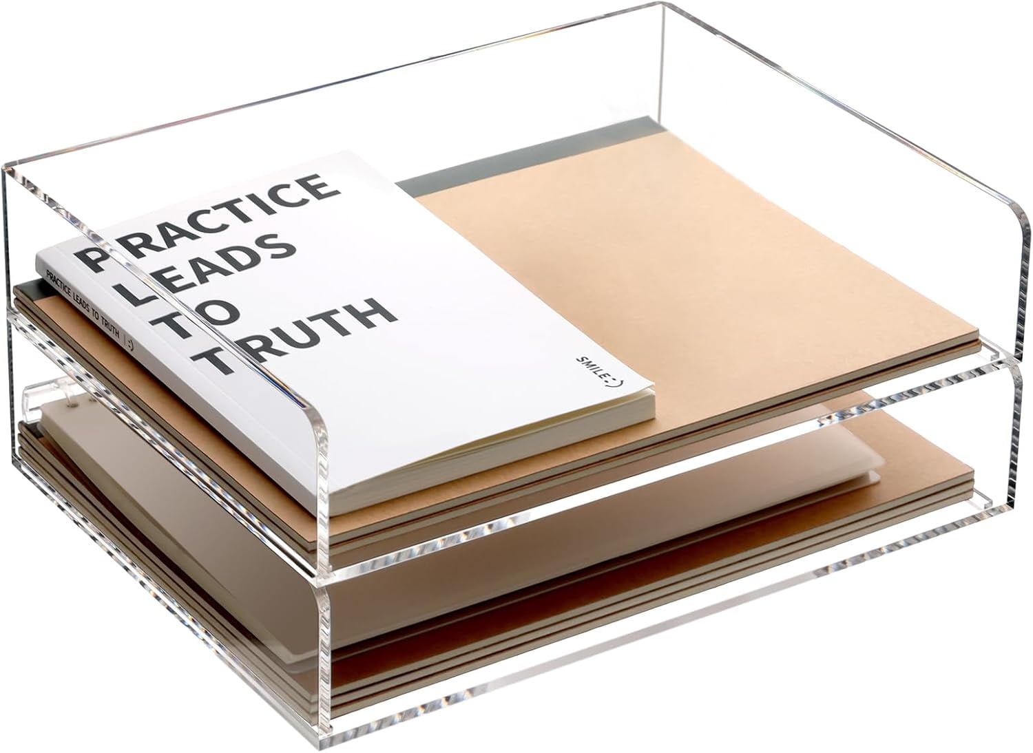 Paper Organizer for Desk,Acrylic Stackable Letter Tray, Clear Paper ...