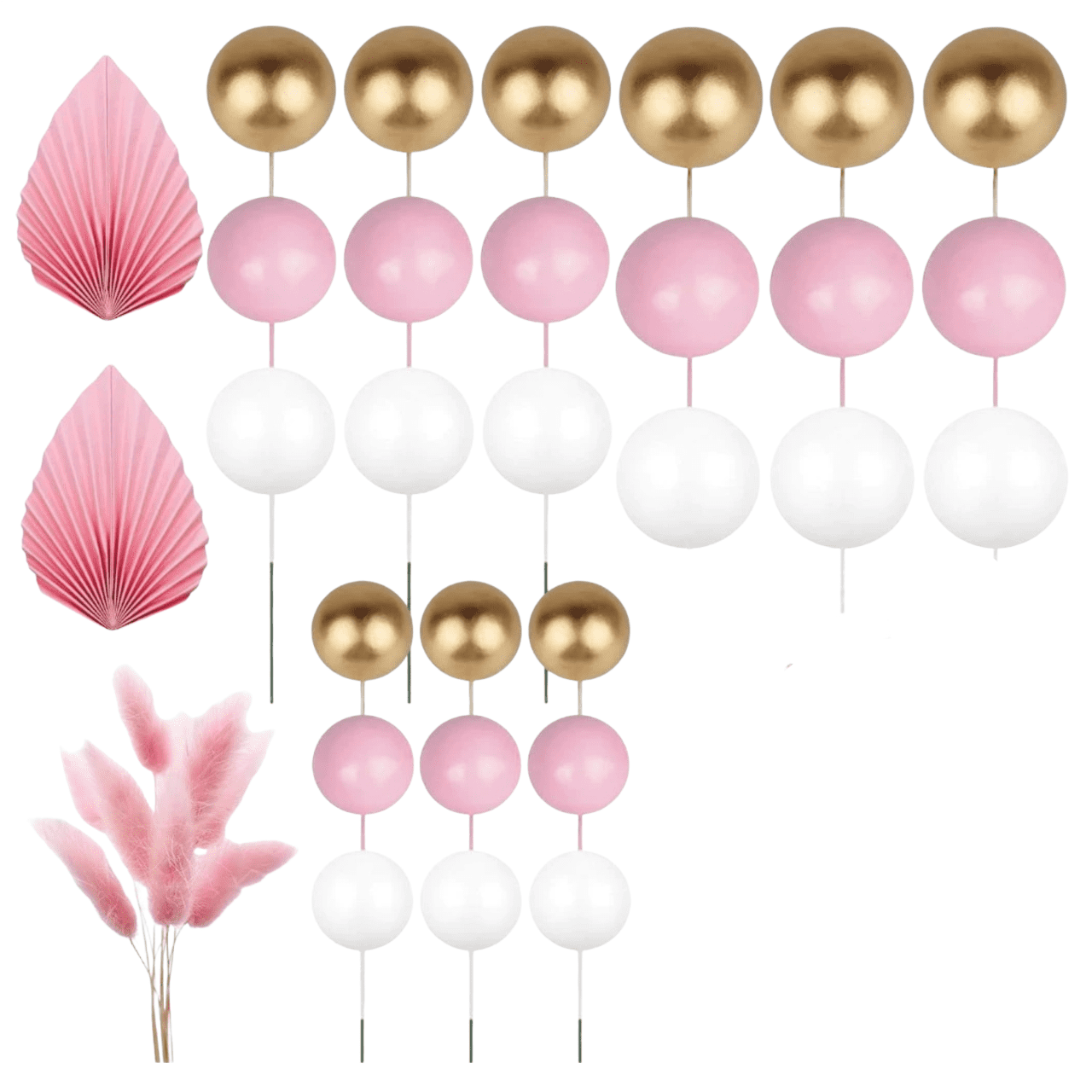 Paper Palm Fan Cake Topper Balls Cake Pick Decoration for Baby Shower ...