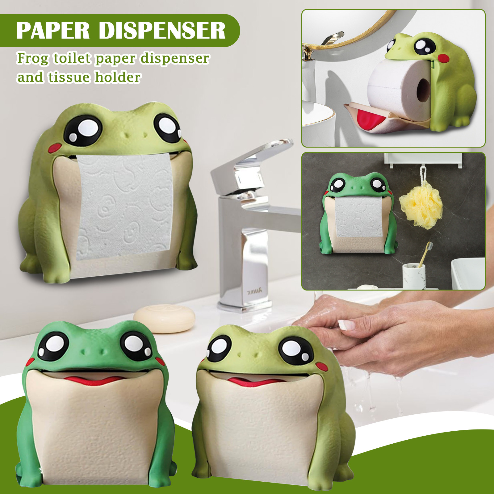 Paper Paper Towel Holder Frog 3D 3D Printed Toilet Paper Roll Dispenser ...