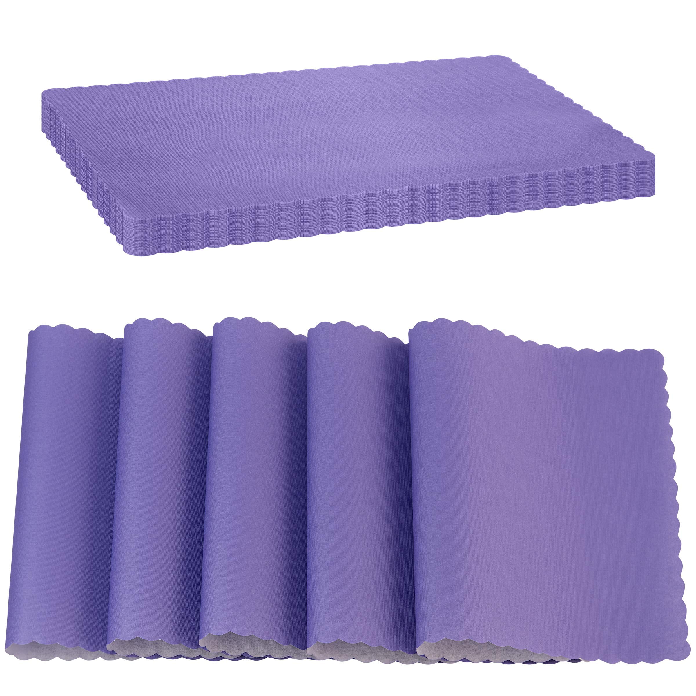Paper Placemat Disposable, Purple Place Mats with Scalloped Edges ...