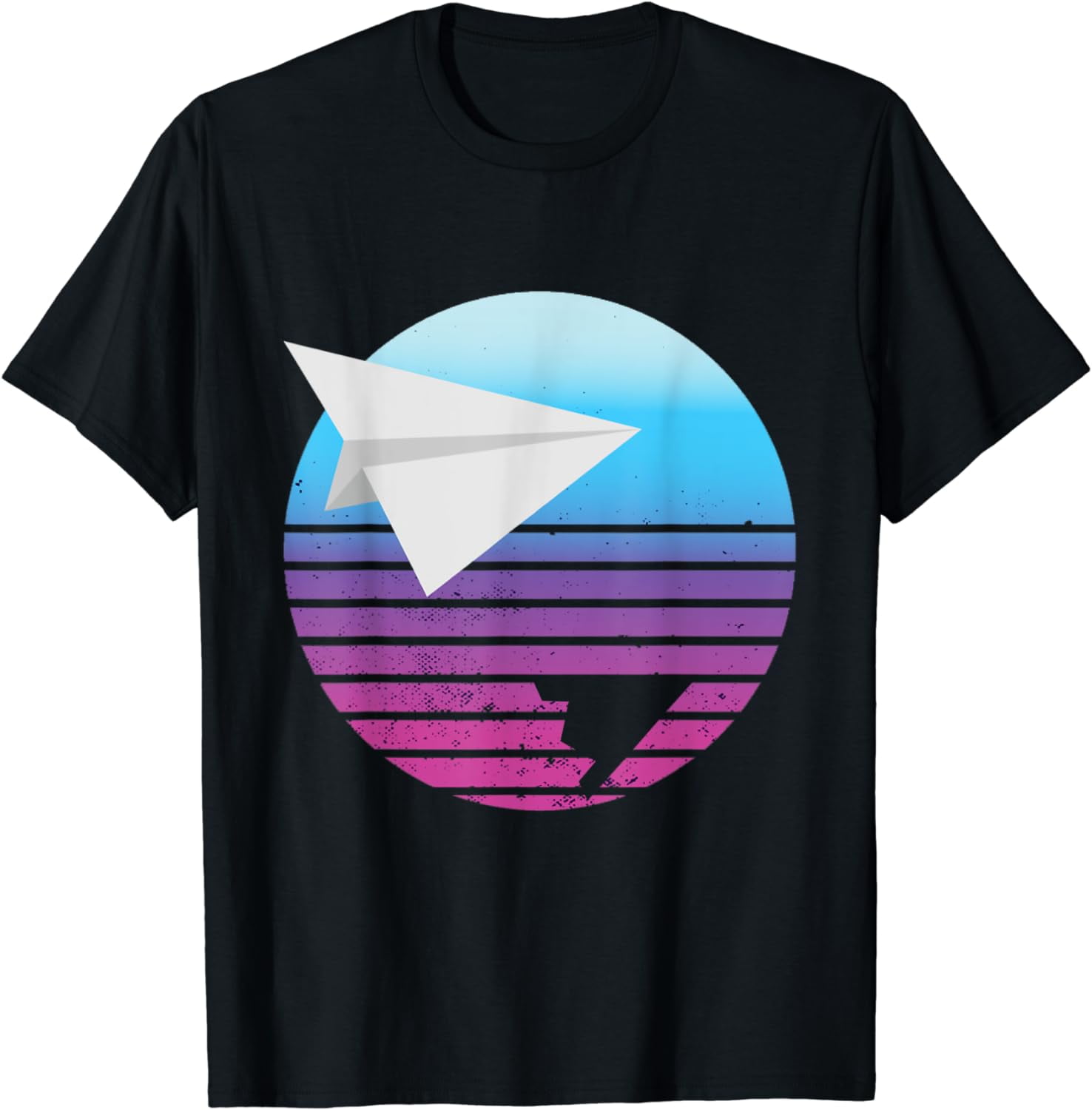 Paper Plane Retro Sunset Aircraft Aviation Paper Airplane T-Shirt ...