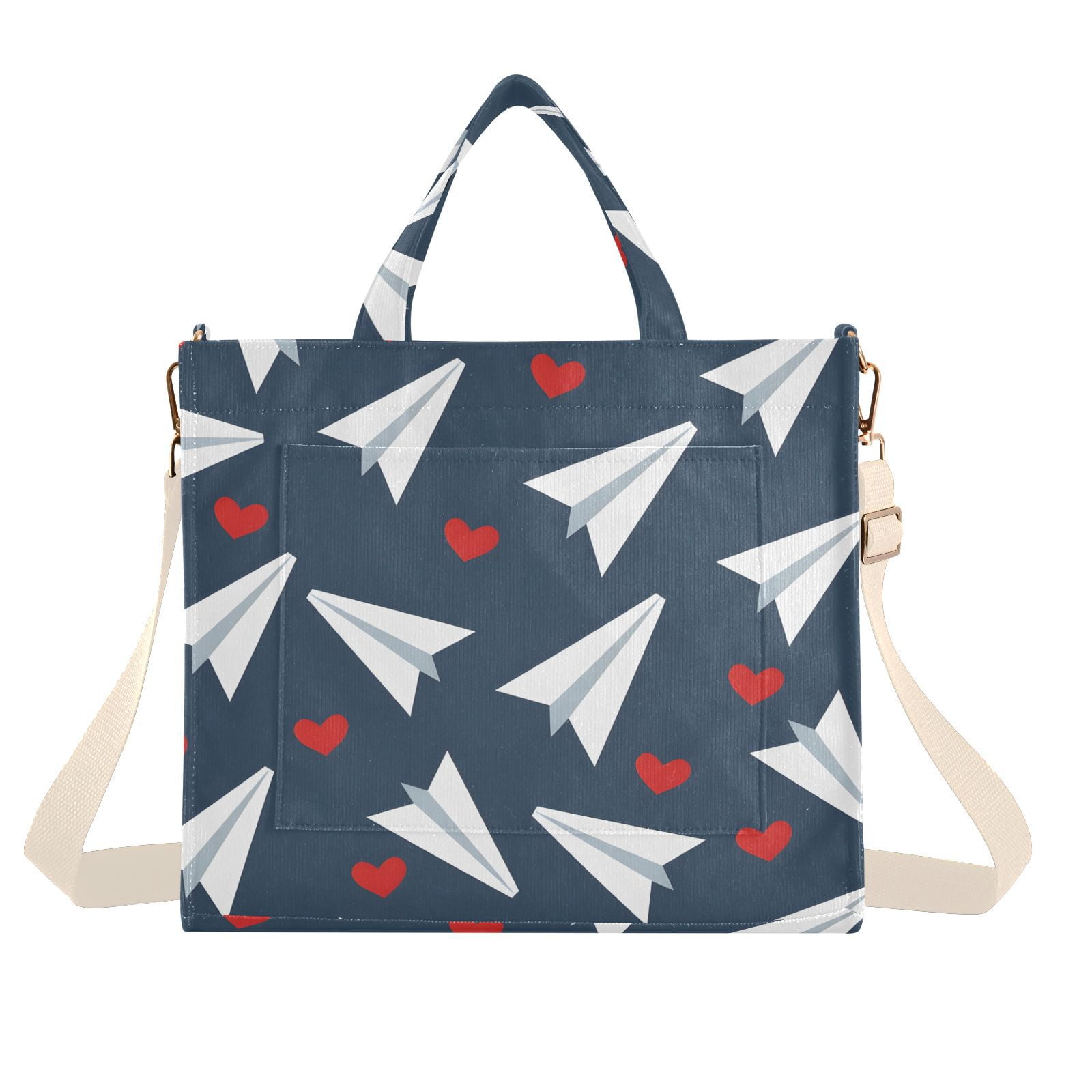 Paper Planes Hearts Corduroy Tote Bag Handbag Large Messenger Bag ...